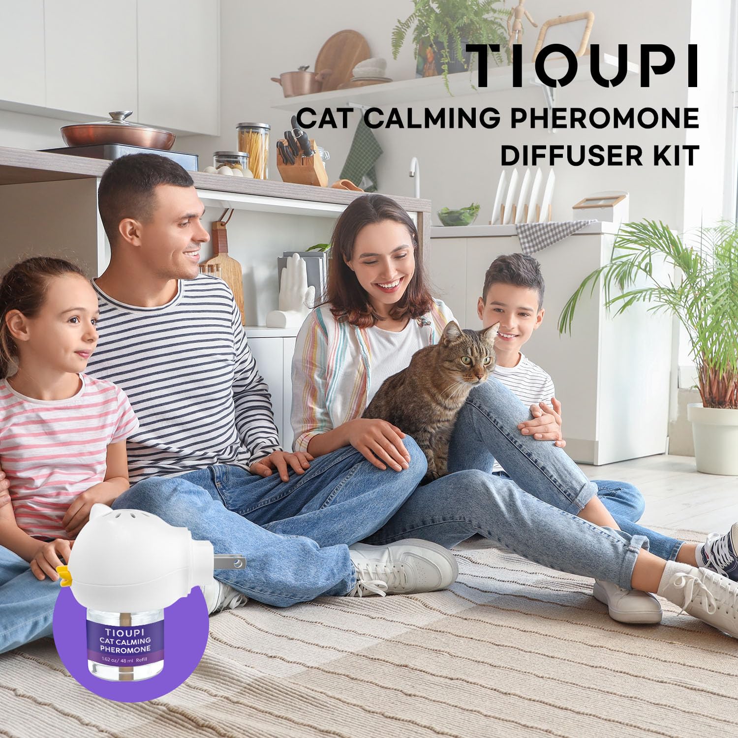 Cat Calming Pheromone Diffuser : Cat Calming Diffuser Advanced for Cat Anxiety Stress - Cat Pheromone Diffuser Reduce Cats Spraying, Fighting & Scratching Relaxuble Calming for All Of Cats 48ml x 2