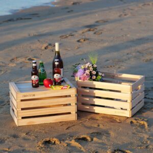 WUERMU Wooden Crates are Suitable for Storage, Milk Crates, Wine Crates, toy Crates, Display and Decoration, Camping, and Other Purposes. They are Sturdy and Durable, set of 2 Length of 17.7 inches.