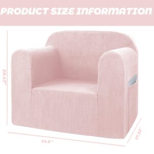 Gurxien Toddler Corduroy Couch Thick Foam Bean Bag Chair Snuggle-Soft Armchair Kids Soft Cuddly Reading Fuzzy Baby Chair Suit for 1-6 T Light Pink