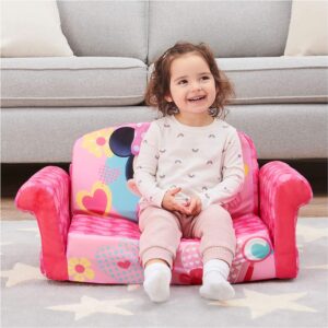 MARSHMALLOW Furniture 2 in 1 Kids Couch, Extendable Sleeper Toddler Couch, Reversible Toddler Chair for Lounging and Sleeping, Minnie Mouse (2 Pack)