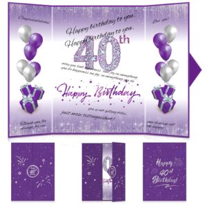 40th birthday decorations for women purple silver happy 40th birthday signature guest book alternative for women men 40th birthday anniversary party gifts supplies favor decor greeting card creative