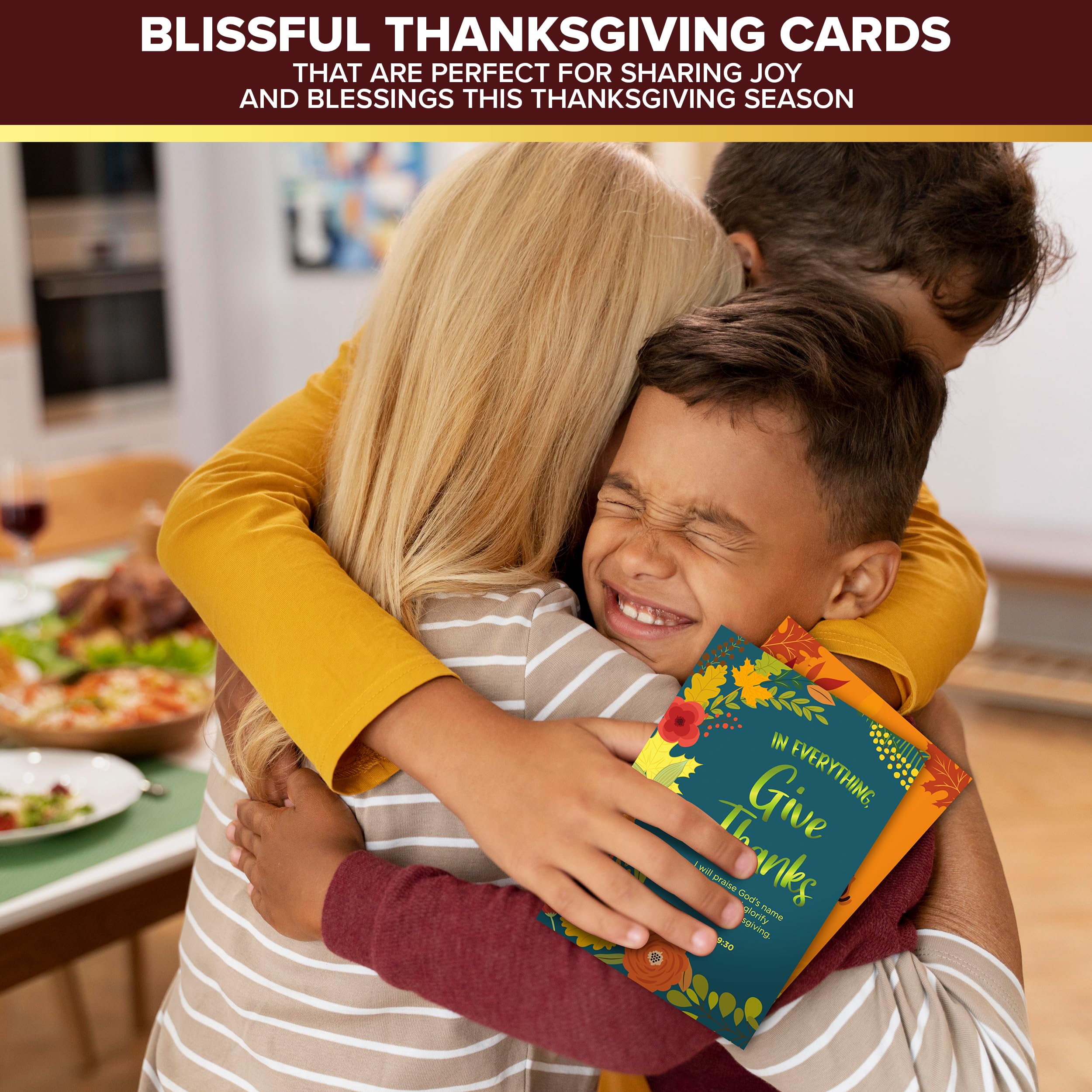 Decorably 18 Pack Foiled Religious Thanksgiving Cards with Envelopes & Stickers - 6 Designs with Printed Message Inside Christian Thanksgiving Cards Pack, 5x7in Happy Thanksgiving Cards Religious