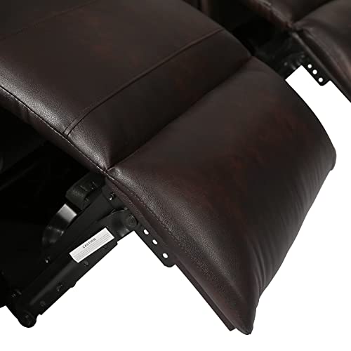 PU Leather Wall Hugger Manual Recliner Chair with Center Console& Cup Holders,Double Reclining Sectional Sofa 2-Seat Loveseat Sofá Couch for Living Room Apartment Office RV Theater Furniture Set