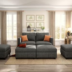 Free Combination Convertible Modular Sectional Sofa with Movable Ottomans and Storage, Oversized Symmetrical U Shaped Reversible Corner Couch with Cupholders, 6 Seat Sofa&Couch Bed for Living Room