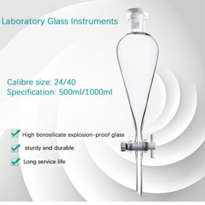 Laboratory Equipment 500ml Pear-Shaped Separating Funnel Glass Separating Liquid Essential Oil Separating Funnel (500ml)