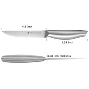 SANHUI Steak Knives, Steak Knife Set of 8, German Stainless Steel Steak Knife Serrated, Silver