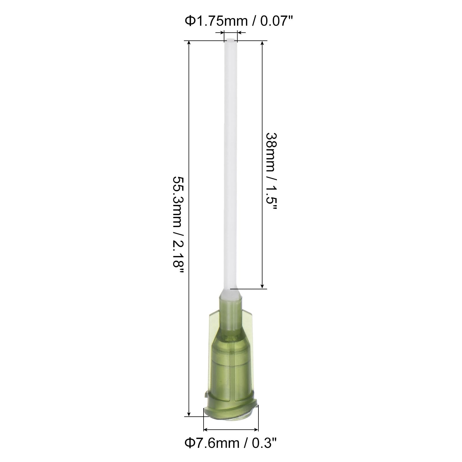 uxcell 50 Pcs 14G Plastic Dispensing Needles with Luer Lock, 1.5" PTFE Needle Tube PP Heat-Resistant Plastic Blunt Tip for Liquid Glue Gun, Olive