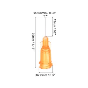 uxcell 50 Pcs 23G Plastic Dispensing Needles, 1/2" PP Glue Needle Tube Blunt Luer Lock Tips with PP Flexible Needle for Liquid Glue Gun, Orange