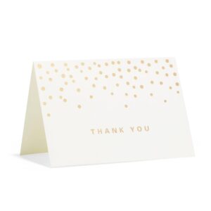 50 pcs thank you cards with gold foil dots, 3.5" x 5", thank you notes, ivory thank you cards with envelopes for wedding, business, baby shower, small business, funeral, graduation.