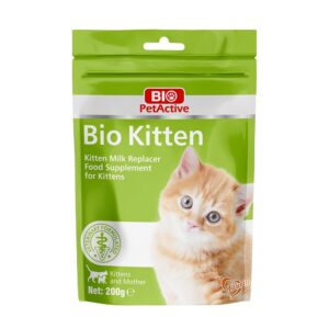 Bio Pet Active Kitten Milk Substitute, Milk Powder for Cats, Milk Substitute with Minerals Vitamins and Taurine for Kittens 1-84 Days Old, Easy to Digest, 7.05 oz, 1 Pack