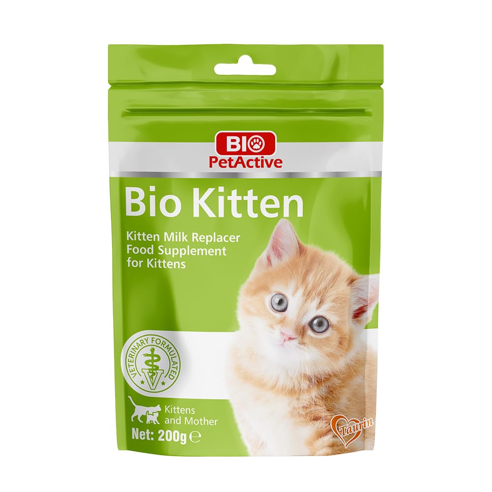 Bio Pet Active Kitten Milk Substitute, Milk Powder for Cats, Milk Substitute with Minerals Vitamins and Taurine for Kittens 1-84 Days Old, Easy to Digest, 7.05 oz, 1 Pack