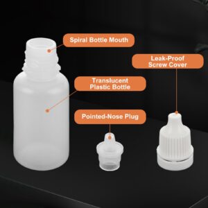 LDHHYH 200 Pack 10ml / 0.34oz Plastic Dropper Bottles With Cover & Nose Plug, White Squeezable Bottle, Empty Squeeze Bottle for Home Work Travel