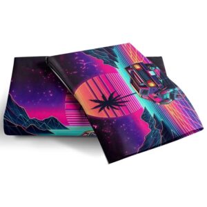 NEWAKI Synthwave Neon Miami Style Duvet Cover Set - 3D Digital Print Ultra-Soft Microfiber, 3 Piece Bedding Set with Zipper Closure, Includes 1 Comforter Cover and 2 Pillowcases (Full (79"x90"),01)