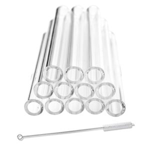 12 pcs 6 inches borosilicate glass tubes, gtysmox 12mm diameter 2mm thickness clear glass tubing with 1 cleaning brush for diy making glass crafts