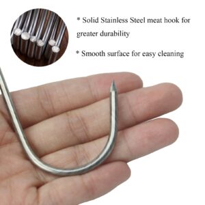 SATONBEYI 7pcs Meat Hooks for Smoker, 7 Inches Stainless Steel Smoking Hook S Shaped Butcher Meat Processing Hook for Smoker Butchering Drying Hanging Sausage Beef Pork Rib Jerky Grilling BBQ