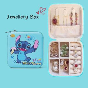 Mrdyuj Travel Jewelry Box, Cute Mini Travel Jewelry Case, Portable Jewellery Storage Holder for Earrings Necklace Rings (Blue)