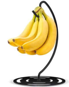 coopenju banana holder stand stainless steel, modern banana tree hanger with larger base & won't topple over, banana hanger rack for any kitchen countertop