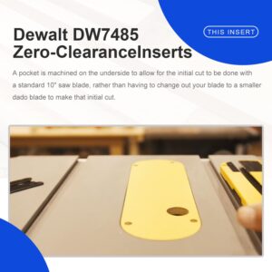 Laofudech Zero Clearance Inserts for DeWalt DWE7485 table saws with Riving Knife Slot Precise Cuts with Easy Height Adjustment 1-Pack