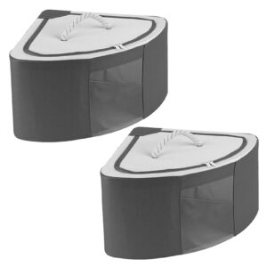 ylszhy 2pcs foldable triangular corner storage bin, oxford cloth fan shaped clothes storage box with handle doublezipper, multifunctional organizer for home bedroom(s dark grey)