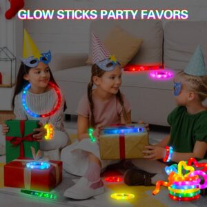 12 pcs Light Up Glow Sticks, Party Favors for Kids 4-8 8-12 Pop Tubes Glow in The Dark Party Supplies Goodie Bag Birthday Party Gifts Students Prizes Halloween Xmas Stocking Stuffers