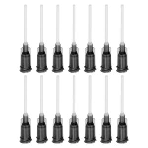 uxcell 50 pcs 16g plastic dispensing needles, 1" ptfe glue needle tube blunt luer lock tips applicator with pp flexible needle for liquid glue gun, grey