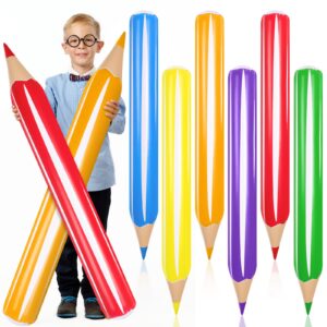 sonwyoung 6 pcs 43.3 inch giant inflatable pencil back to school graduation decor large blow up pencil colored pencil prop for kids summer birthday party favor decoration classroom prizes, 6 colors