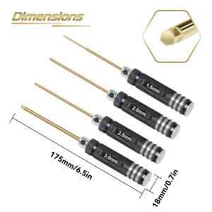 Speedybee RC Hex Driver Kit: 4pcs RC Tools Set 1.5mm 2.0mm 2.5mm 3.0mm Screw Driver for FPV Drone Quadcopter RC Car Helicopter Models Titanium-Coated Driver Head