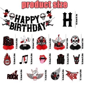 LARRAZABAL Rock and Roll Birthday Party Decorations Music Themed Party Decorations Include Happy Birthday Banner Hanging Swirls and Honeycomb Centerpiece Rock and Roll Baby Shower Supplies