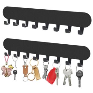 suzurana 2 pack key holder for wall adhesive black, key hooks with 8 hooks, key holder wall mount self adhesive, key rack wall mount for wall no drill for living room, kitchen, bathroom, garage