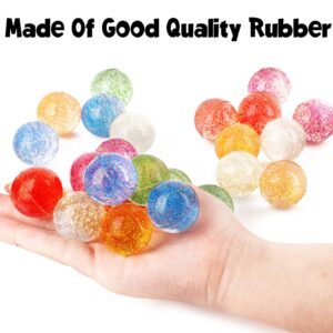 Hxezoc 24 Pcs Glitter Bouncy Balls for Kids, 32mm 6 Colors Rubber Bounce Balls Bulk for Party Favors, Goodie Bag Fillers, Easter Gift Bag Stuffers, Basket Stuffers, Classroom Prizes