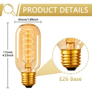 Figame T45 Retro Edison Light Bulb 60w 6 Pack, 120v, E26 Base Dimmable, Incandescent Bulb, 2200k Amber Warm Yellow, Antique for Home Lighting Decoration, Suitable for Home and Office Lighting