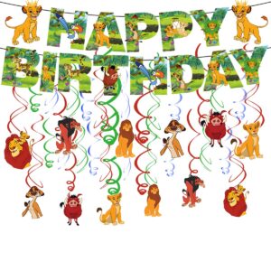 nvdfjeu party banner hanging swirls for lion king,for lion birthday theme party decorations supplies, greener