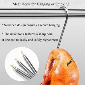 SATONBEYI 7pcs Meat Hooks for Smoker, 7 Inches Stainless Steel Smoking Hook S Shaped Butcher Meat Processing Hook for Smoker Butchering Drying Hanging Sausage Beef Pork Rib Jerky Grilling BBQ