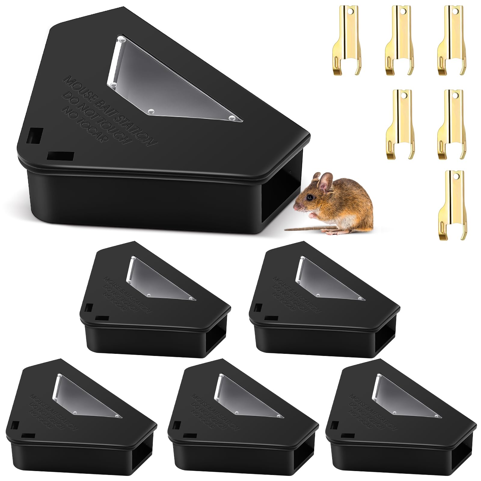 Qualirey 6 Pcs Mouse Bait Station with Key Required Mouse Stations Mice Traps Bait Boxes Mice Station for Small Mice Indoor Outdoor, Keeps Children Safe, Bait Not Included