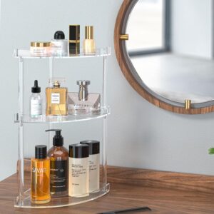 3 tier acrylic bathroom counter organizer and storage clear corner bathroom countertop organizer, 3 tier corner storage shelf vanity trays, home storage holder for makeup cosmetics perfume organizer