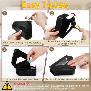 Qualirey 6 Pcs Mouse Bait Station with Key Required Mouse Stations Mice Traps Bait Boxes Mice Station for Small Mice Indoor Outdoor, Keeps Children Safe, Bait Not Included