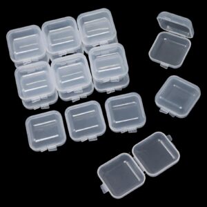 honbay 50pcs mini square storage containers plastic clear earplugs organizer case small bead storage box with hinged lid for tiny beads jewelry accessories hardware screws nail pills