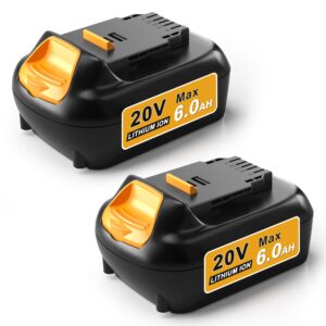 comrgike upgraded 2pack 6.0ah replacement for dewalt 20v battery compatible with dewalt 20v max battery dcd/dcf/dcg/dcs series tools for cordless power tools…