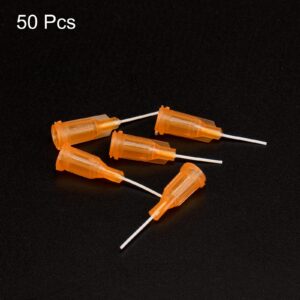 uxcell 50 Pcs 23G Plastic Dispensing Needles, 1/2" PP Glue Needle Tube Blunt Luer Lock Tips with PP Flexible Needle for Liquid Glue Gun, Orange