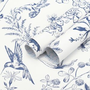 safiyya peel and stick wallpaper floral birds contact paper blue and white wallpaper peel and stick modern wallpaper boho wallpaper removable self adhesive wallpaper vinyl rolls 118"x17.3"