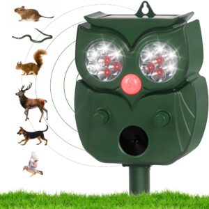 ultrasonic solar animal repellent - waterproof outdoor pest repellent for mouse, snake, stray cat, dogs, deers, squirrels