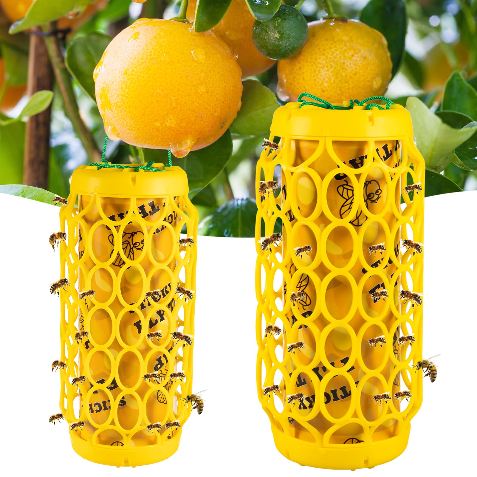 Jahy2Tech 2 Pcs Wasp Trap,Carpenter Bee Trap,Wasp Traps Outdoor Hanging,Yellow Jacket Trap Wasp Killer Insect Catcher, Reusable Wasp Deterrent Outdoor Sticky Bug Board Bee Traps Catcher Wasp Repellent