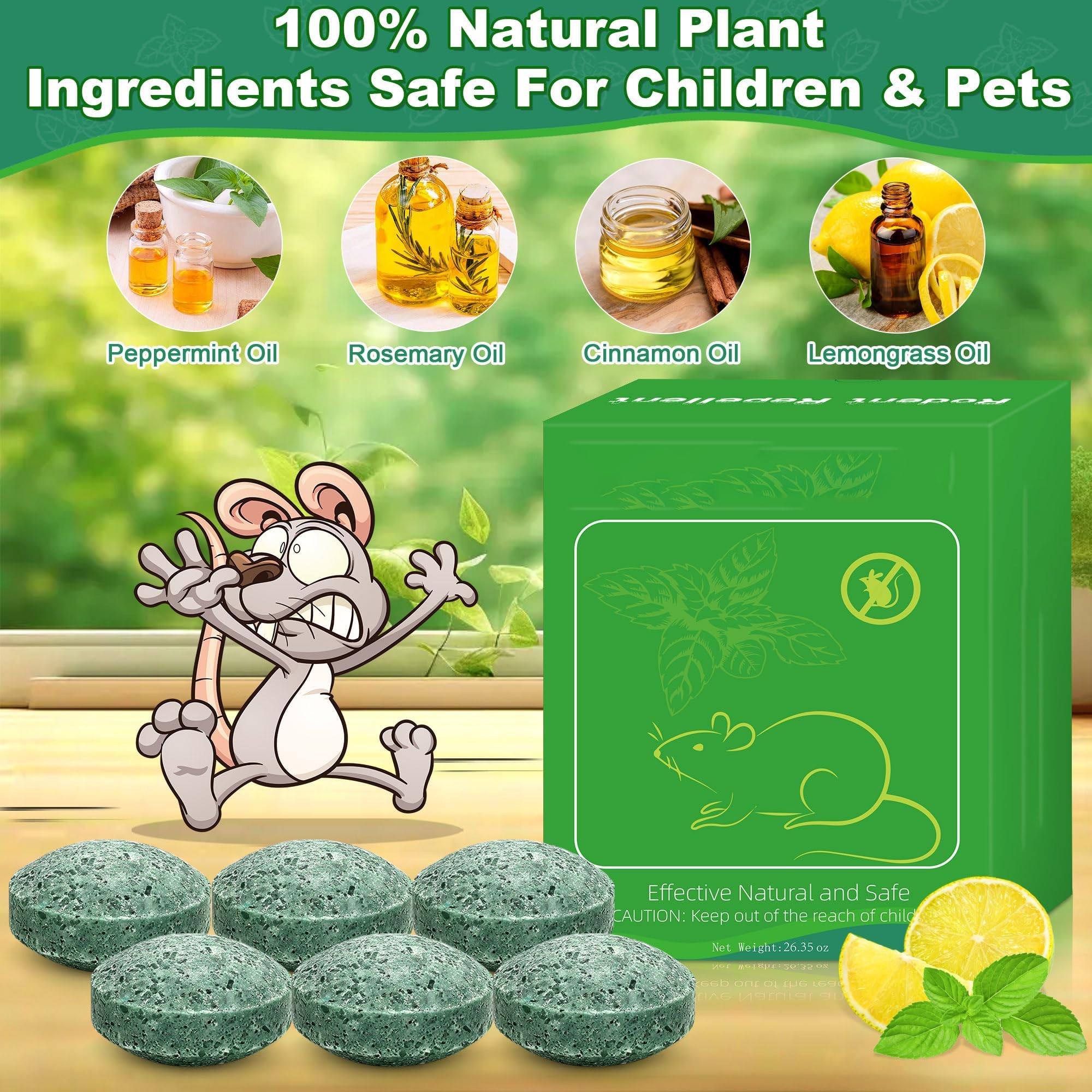 24Pcs Rodent Mice Repellent, Peppermint Oil Mouse Repellent Balls for Rats Mouse Deterrent, Keep Rat Mice Mouse Rodent Out of Indoor House Outdoor Car Engines RV Garage, Safe for Humans & Pets