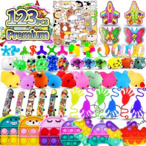 123 pcs party favors for kids, fidget toys bulk, birthday gifts toys, stocking stuffers, prize treasure box toys for classroom, goodie bags stuffers, pinata filler, carnival prizes for boys girls 4-10