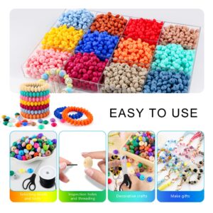 Kovict 300Pcs 12mm Silicone Lentil Beads, Silicone Spacer Beads for Necklace Bracelet Making, Abacus Silicone Beads for Keychain Making and Silicone Focal Beads for Pens Craft(Multicolor)