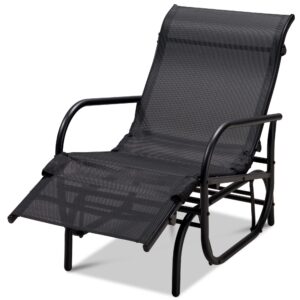 spurgehom outdoor lounge chair, patio recliner lounge chaise with swing glider chaise lounge for patio, lawn, garden, pool