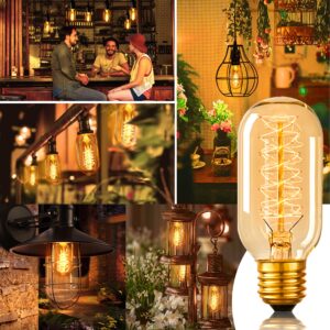 Figame T45 Retro Edison Light Bulb 60w 6 Pack, 120v, E26 Base Dimmable, Incandescent Bulb, 2200k Amber Warm Yellow, Antique for Home Lighting Decoration, Suitable for Home and Office Lighting