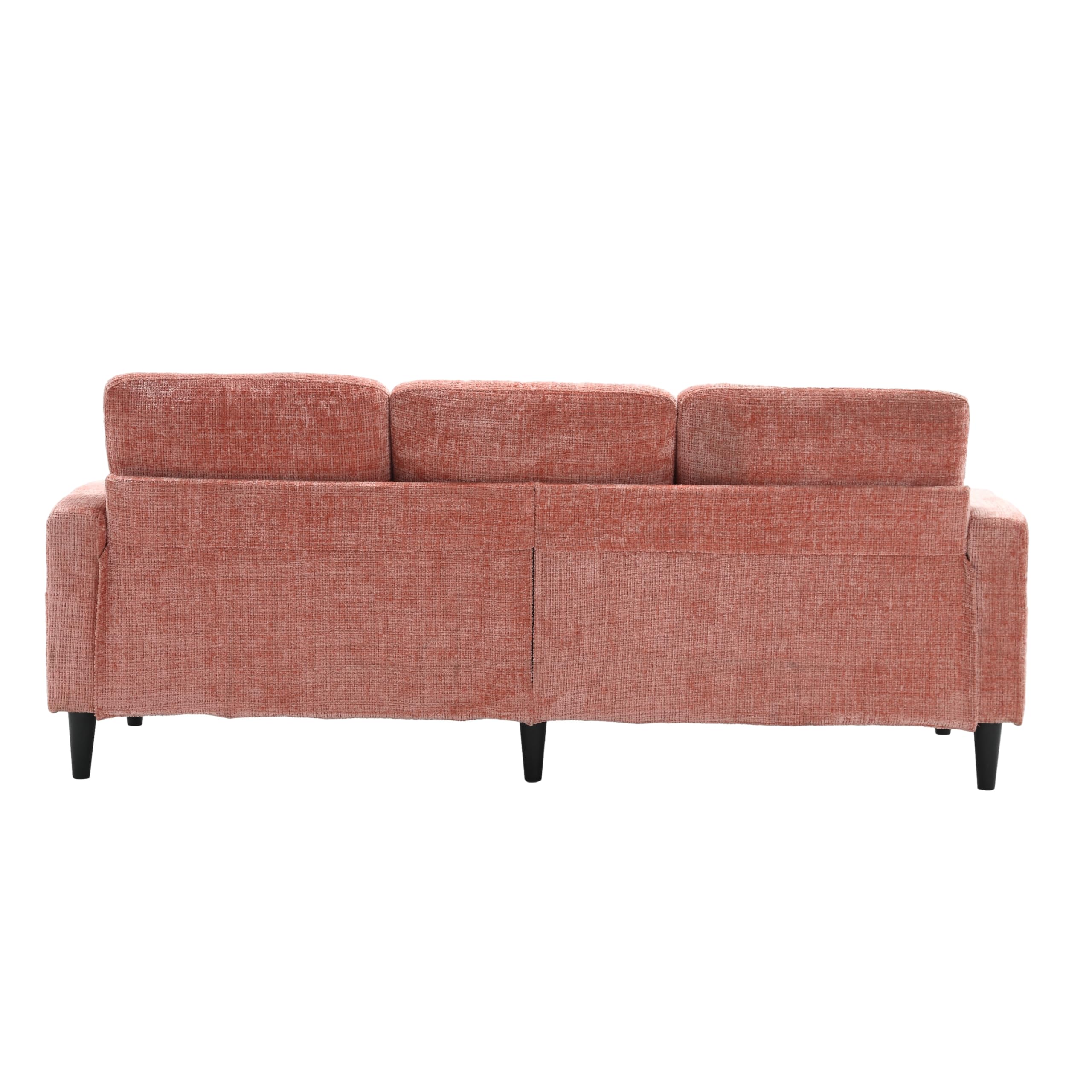 Klwenas Maec 77" Living Room Sectional Sofa, Convertible L Shaped 3-Seat Bench Sofa Couch with Storage Chaise Upholstered Couches,Comfy Polyester Upholstered Sofa Sleeper for Apartment, Office (Pink)