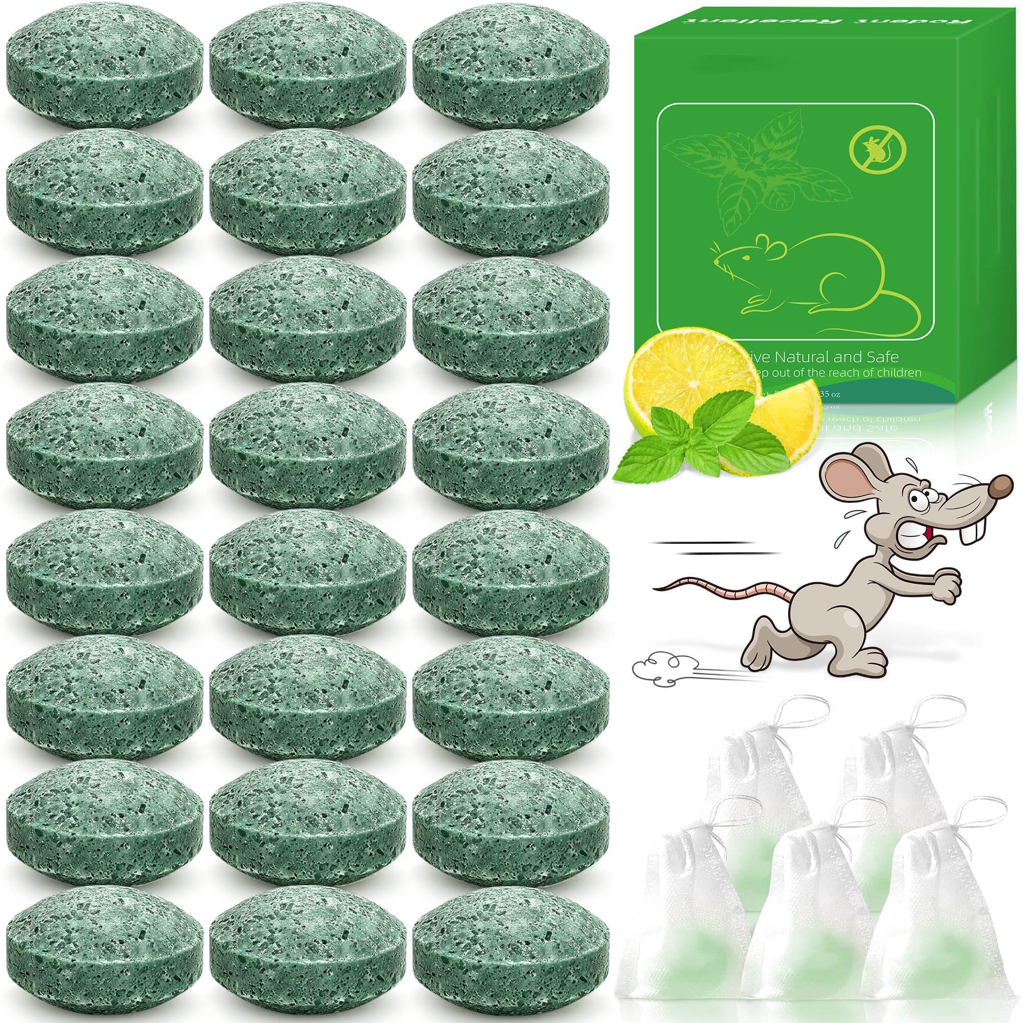 24Pcs Rodent Mice Repellent, Peppermint Oil Mouse Repellent Balls for Rats Mouse Deterrent, Keep Rat Mice Mouse Rodent Out of Indoor House Outdoor Car Engines RV Garage, Safe for Humans & Pets