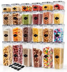 kichly airtight food storage containers with lids (24 pack) - pantry organizers and storage - pantry storage or kitchen storage containers - ideal for pasta or cereal containers